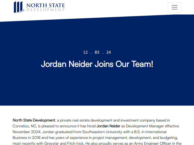 Jordan Neider Joins Our Team! — North State Development